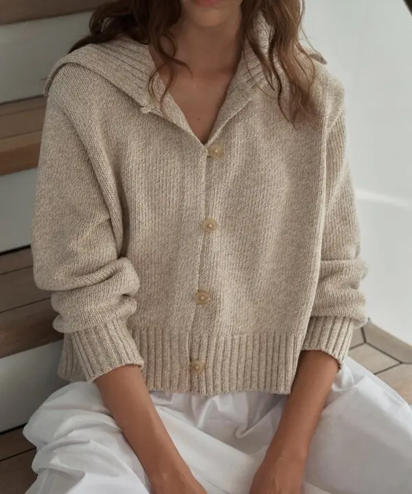 Jenni Kayne Sailor Cardigan In Oat Marl - Tan