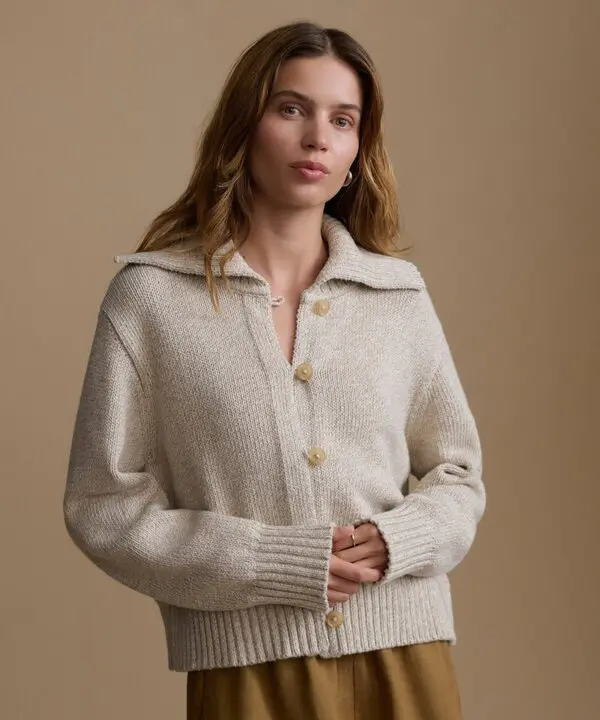 Jenni Kayne Sailor Cardigan In Oat Marl - Tan
