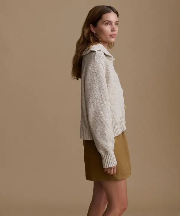 Jenni Kayne Sailor Cardigan In Oat Marl - Tan