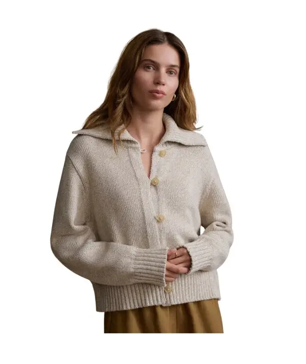 Jenni Kayne Sailor Cardigan In Oat Marl - Tan