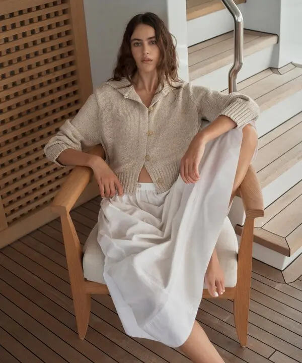 Jenni Kayne Sailor Cardigan In Oat Marl - Tan