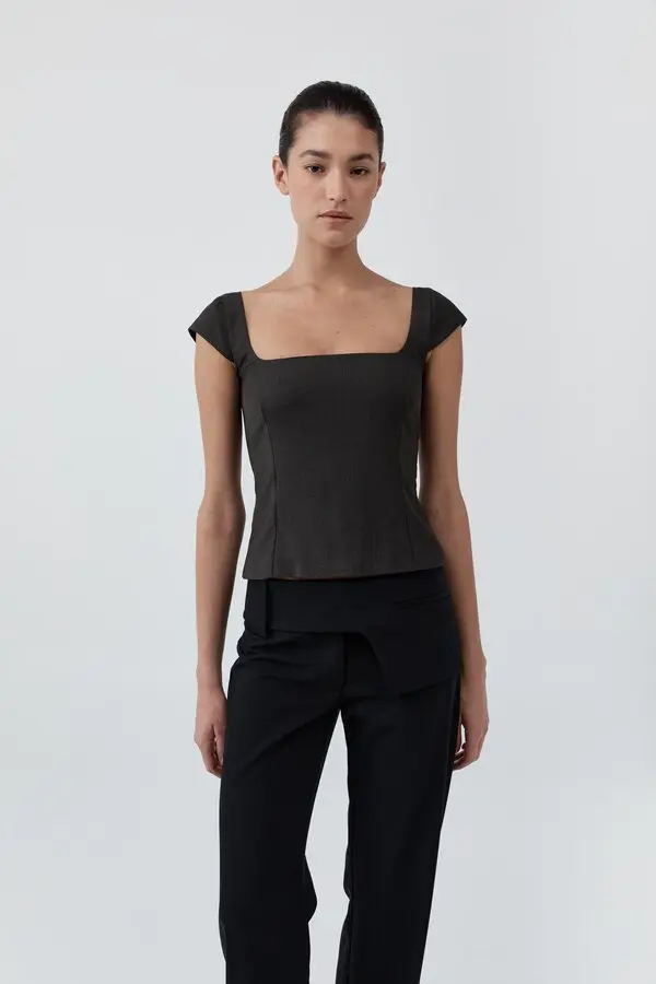 ST. AGNI Wool Cap Sleeve Top
