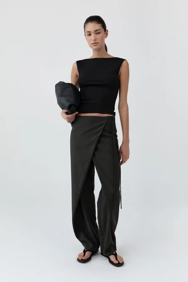 ST. AGNI Wrap Rouleau Pants - Umber