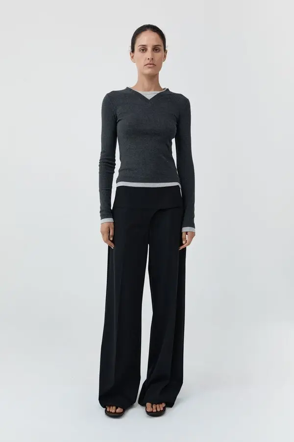ST. AGNI Belt Detail Pants - Black