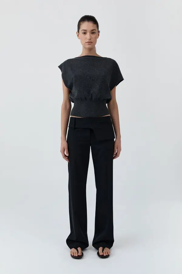 ST. AGNI Belt Detail Pants - Black