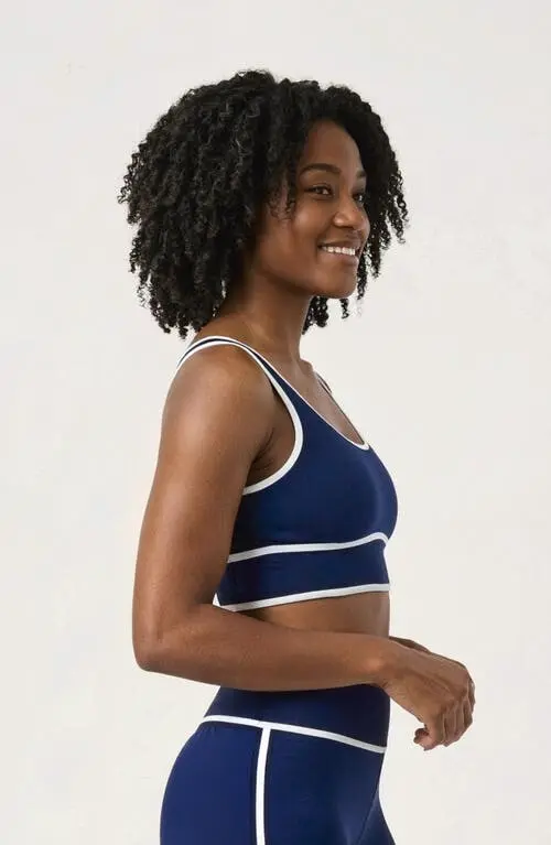 CALYPSA Long Line Swim Bra Two-toned Collection - Navy & White