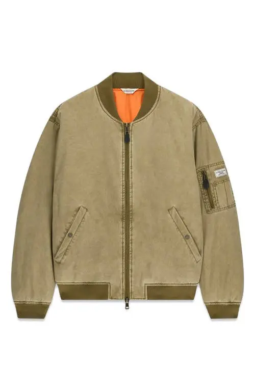 Guess Washed Bomber Jacket - Open Green