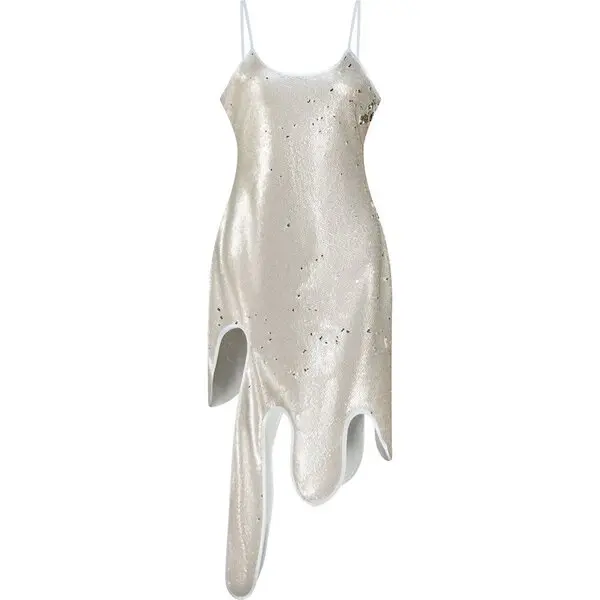 UCHÈ Uche Sequin Wavy Midi Dress - Silver