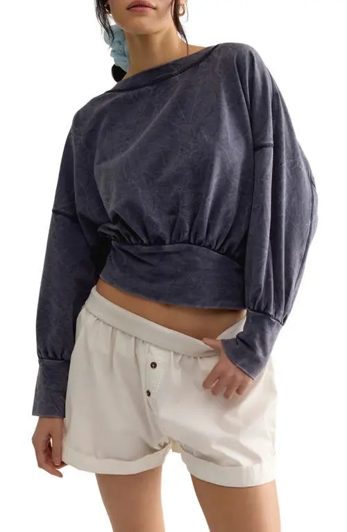 Free People Better Together Ruched Sweatshirt - Peacoat