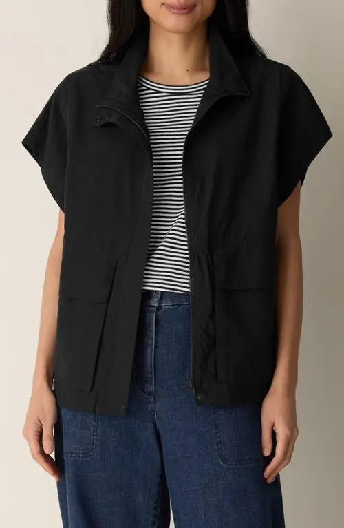 Eileen Fisher High Collar Vest - Black