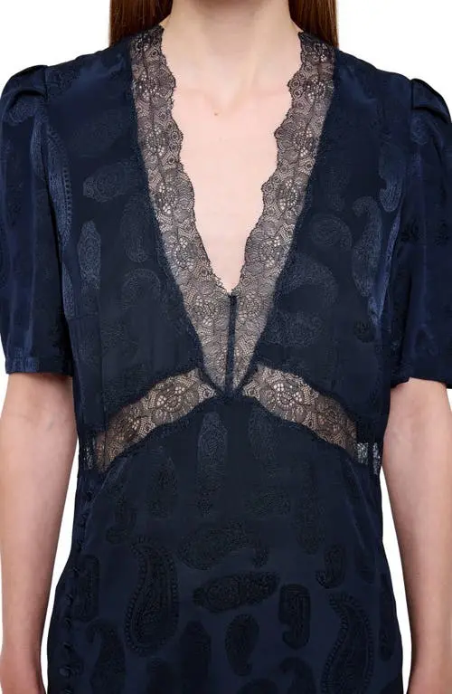 Zadig&Voltaire Redox Paisley Jacquard Silk Midi Dress