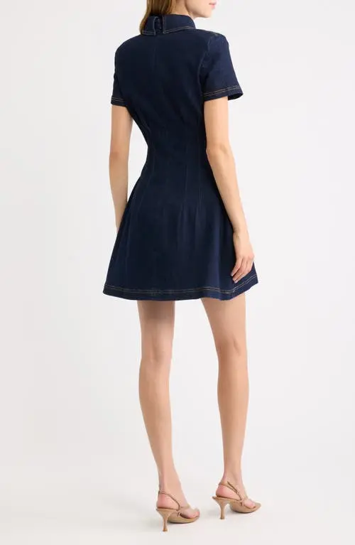Oddmuse Pleated Denim Fit & Flare Minidress - Dark Blue