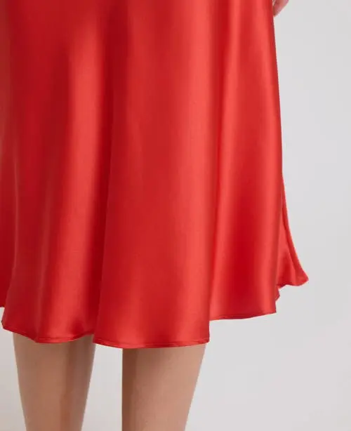 REALLY WILD CLOTHING Beatrice Silk Satin Midi Slip Skirt