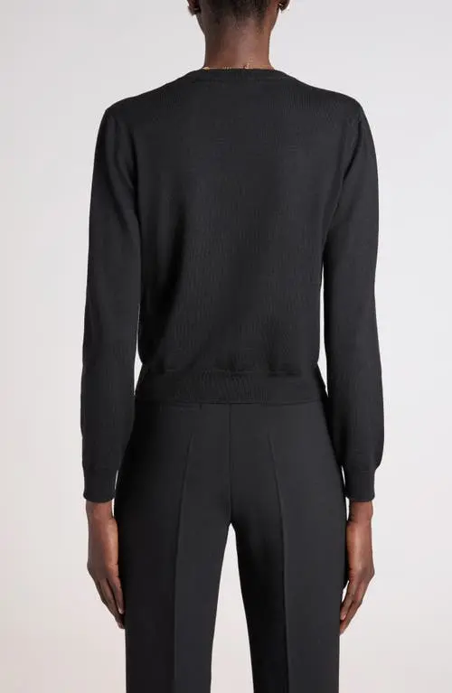 Valentino Garavani Embroidered Bow Appliqué Virgin Wool Cardigan