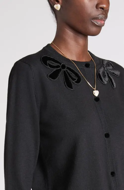 Valentino Garavani Embroidered Bow Appliqué Virgin Wool Cardigan