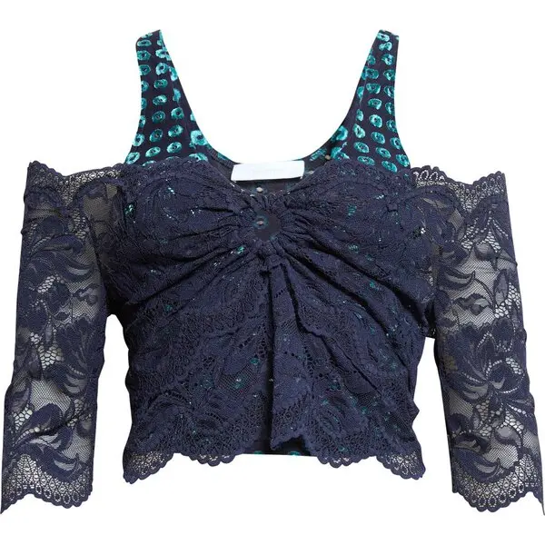 Rabanne Trompe L'oeil Lace Top - Deep Navy