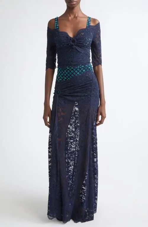 Rabanne Trompe L'oeil Lace Top - Deep Navy