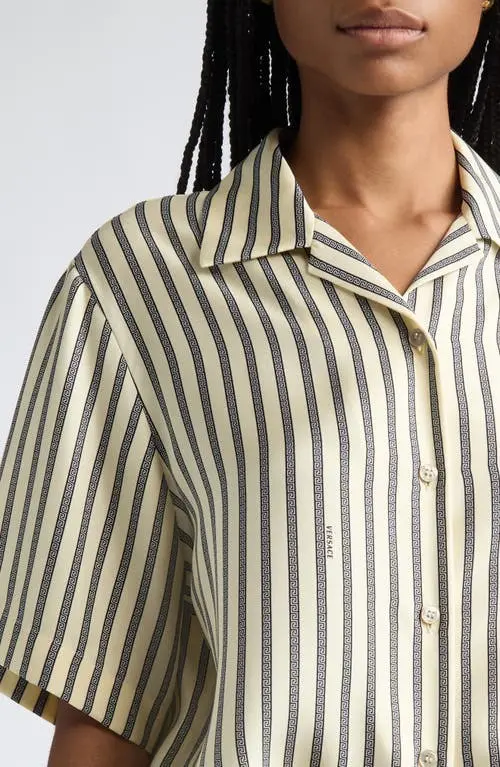 Versace Meandros Silk Twill Camp Shirt