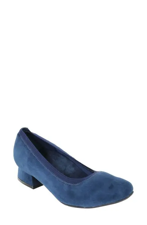 DAVID TATE Fab Square Toe Pump - Navy Suede