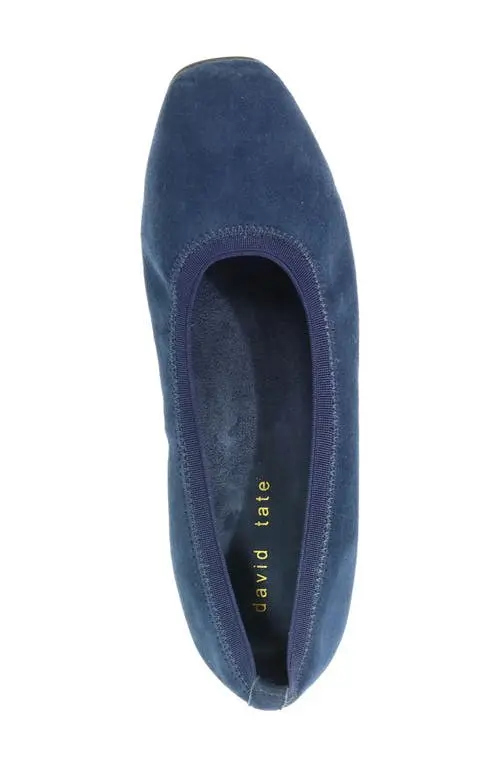 DAVID TATE Fab Square Toe Pump - Navy Suede