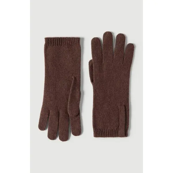 Brunello Cucinelli Cashmere Knit Gloves With Monili Embellishment - Brown