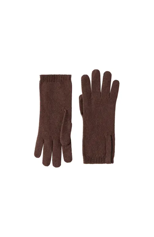 Brunello Cucinelli Cashmere Knit Gloves With Monili Embellishment - Brown