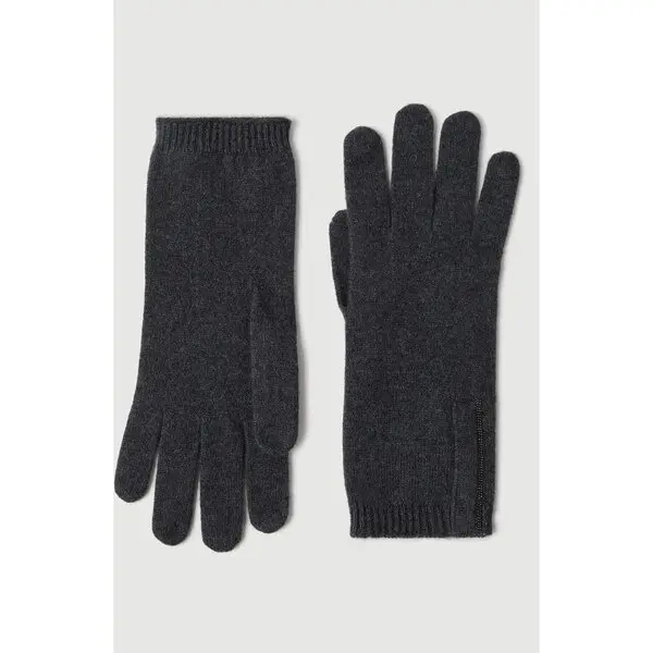 Brunello Cucinelli Cashmere Knit Gloves With Monili Embellishment