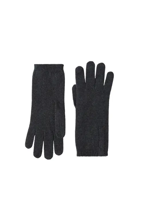 Brunello Cucinelli Cashmere Knit Gloves With Monili Embellishment