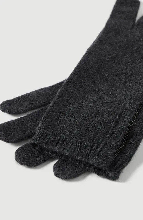 Brunello Cucinelli Cashmere Knit Gloves With Monili Embellishment
