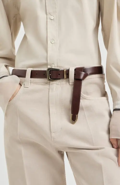 Brunello Cucinelli Cowhide Belt With Monili - Brown