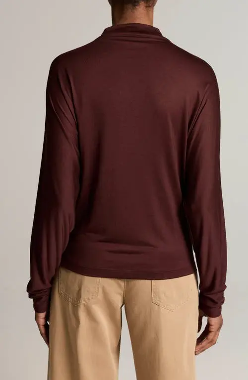 Vince Dolman Sleeve Draped Funnel Neck Top - Cherrywood
