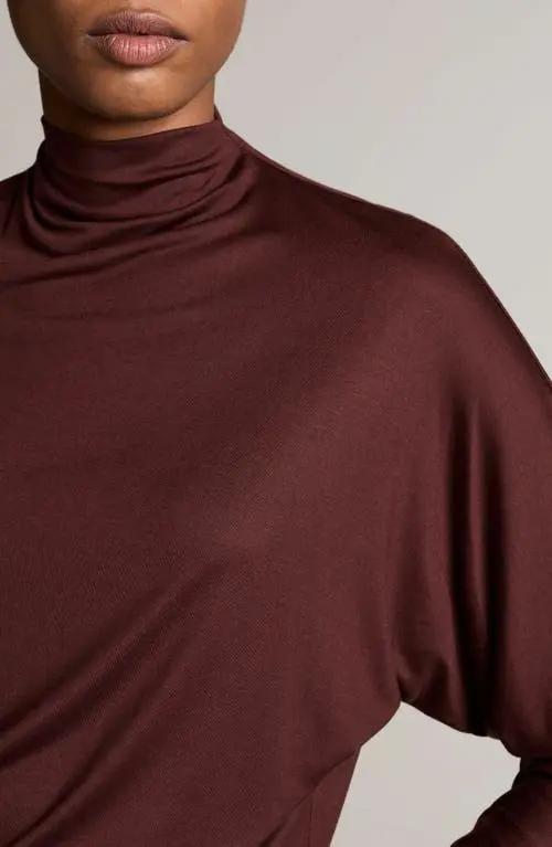 Vince Dolman Sleeve Draped Funnel Neck Top - Cherrywood