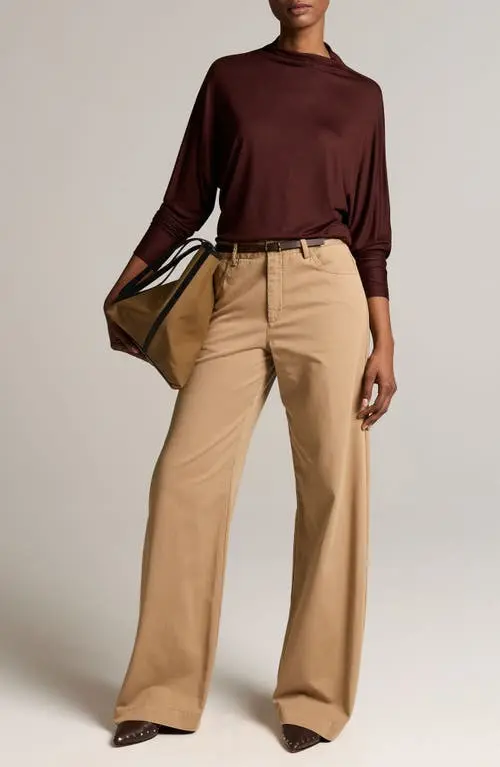 Vince Dolman Sleeve Draped Funnel Neck Top - Cherrywood