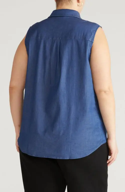 Universal Standard Sleeveless Chambray Shirt - Midnight Blue