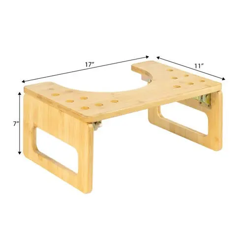 JONATHAN Y Koji 7 In. H Handcrafted Foldable Space-saving Squat Toilet Potty Step Stool - Natural