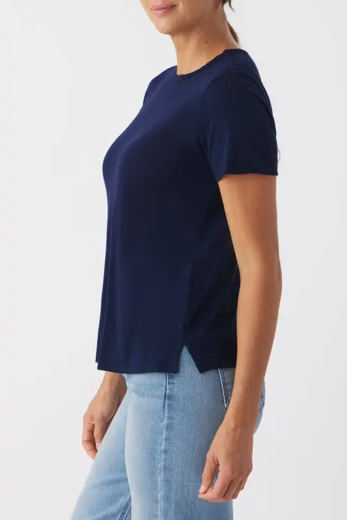 FRANNE GOLDE Icon Slub Jersey Crew Neck T-shirt - Navy
