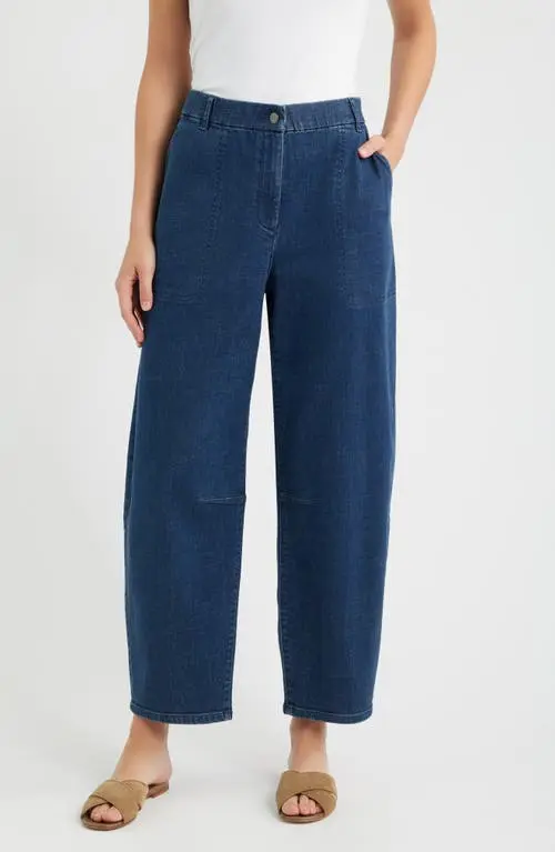 Eileen Fisher Organic & Recycled Cotton High Waist Ankle Arch Jeans - Medium Indigo