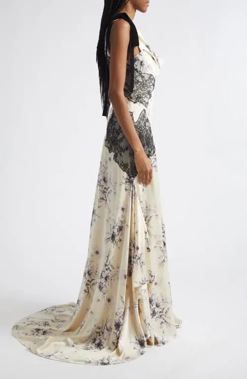 Cinq À Sept Hand-sketched Floral Lace Inset Gown