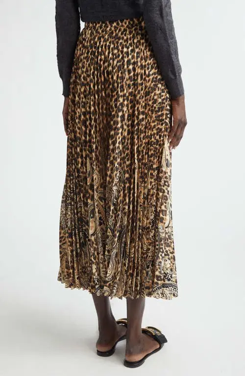 Etro Mixed Print Pleated Midi Skirt