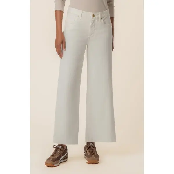 Kut From The Kloth Meg High Waist Raw Hem Wide Leg Jeans - Ecru
