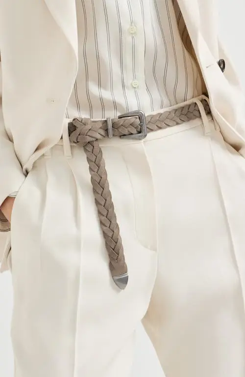 Brunello Cucinelli Braided Leather Belt With Monili