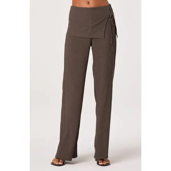 Astr The Label Kyara Tie Waist Straight Leg Pants - Truffle