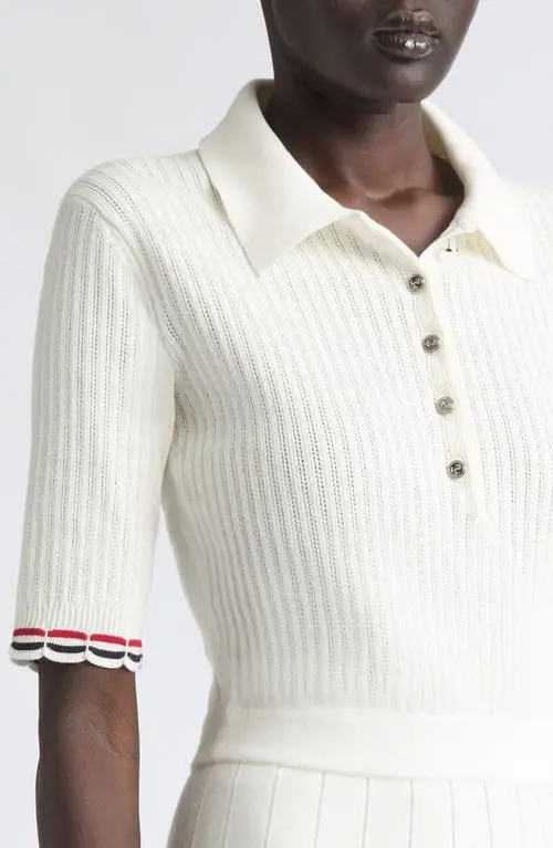 Thom Browne Pointelle Rib Stitch Polo Dress