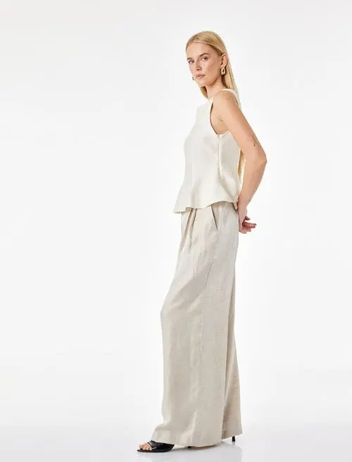 Koton Linen Blend Straight Wide Leg Pants