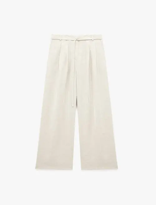 Koton Linen Blend Straight Wide Leg Pants