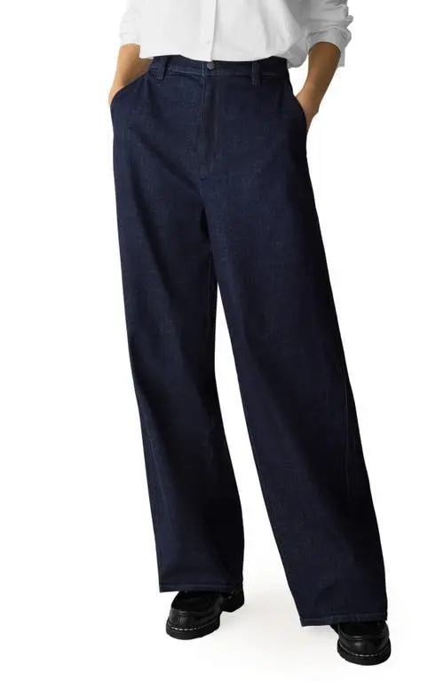 Eileen Fisher High Waist Wide Leg Jeans - Deep Indigo