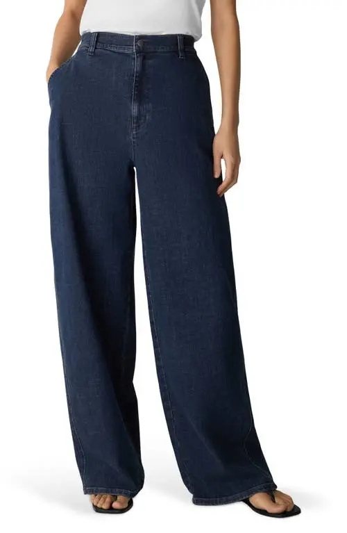 Eileen Fisher High Waist Wide Leg Jeans - Medium Indigo