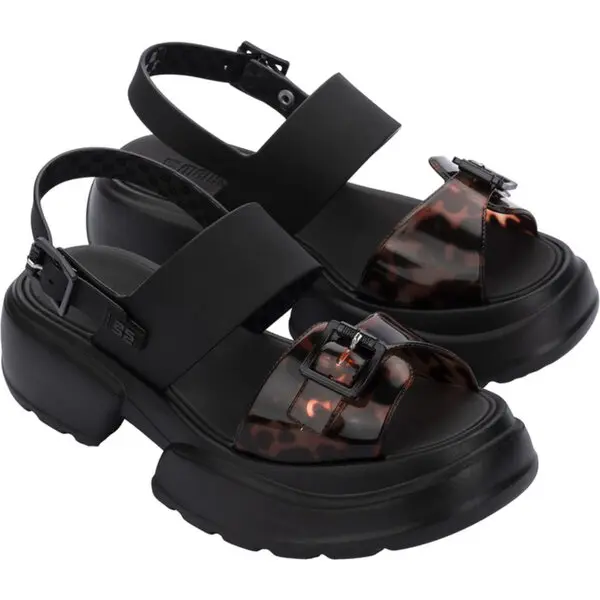 Melissa Push Slingback Platform Sandal - Black/tortoise