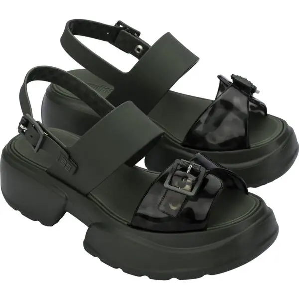 Melissa Push Slingback Platform Sandal - Green/turtle