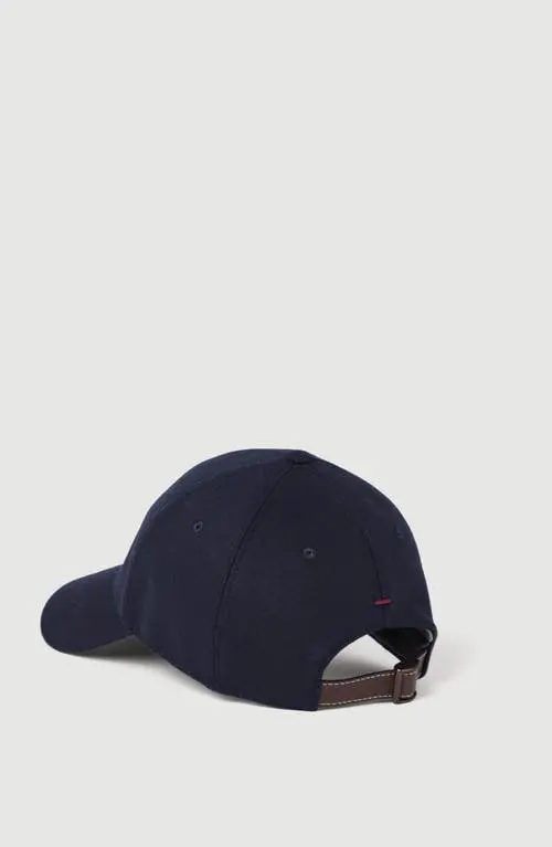 Brunello Cucinelli Virgin Wool Flannel Baseball Cap With Embroidered Logo - Navy Blue